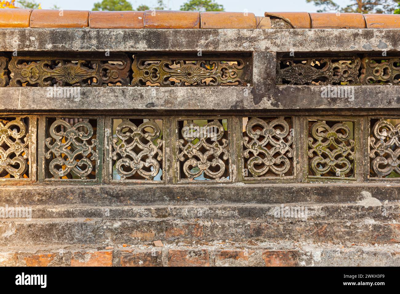 Photograph of traditional Vietnamese ventilation block pattern on an ...