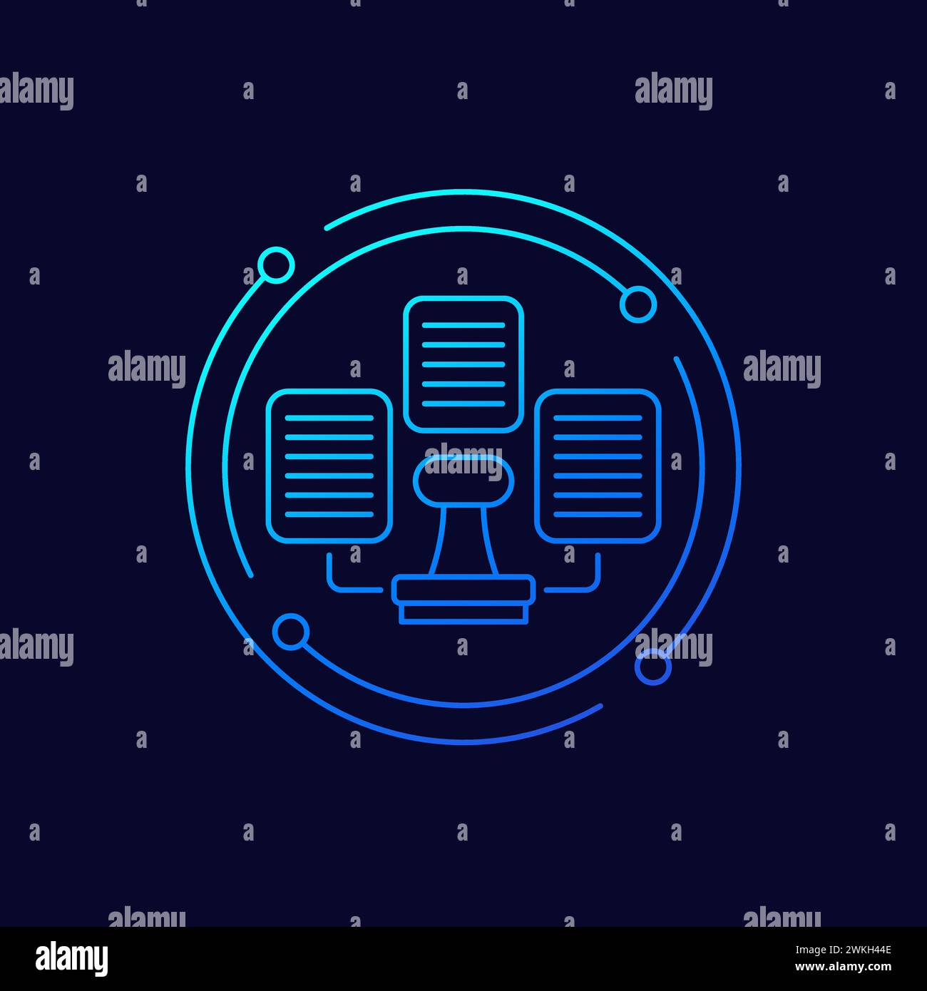 notary icon with documents and a stamp, linear Stock Vector Image & Art ...