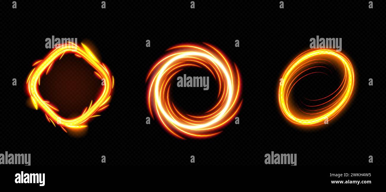 Fire frames set isolated on transparent background. Vector realistic ...