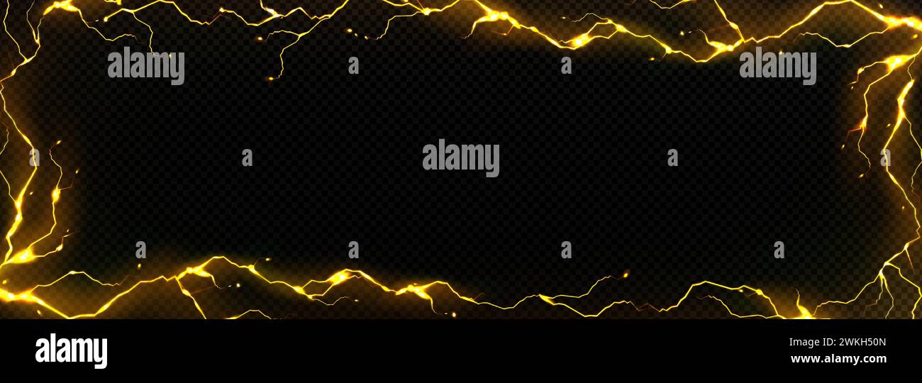 Yellow lightning frame isolated on transparent background. Vector ...