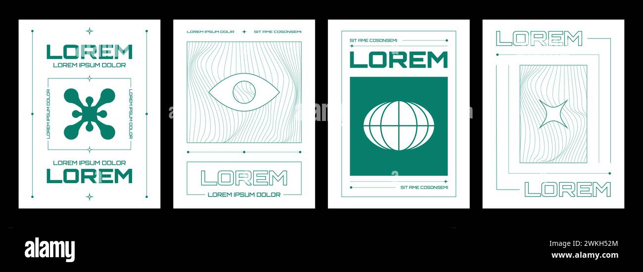 Trendy poster design template in 90s and 00s style with simple abstract ...