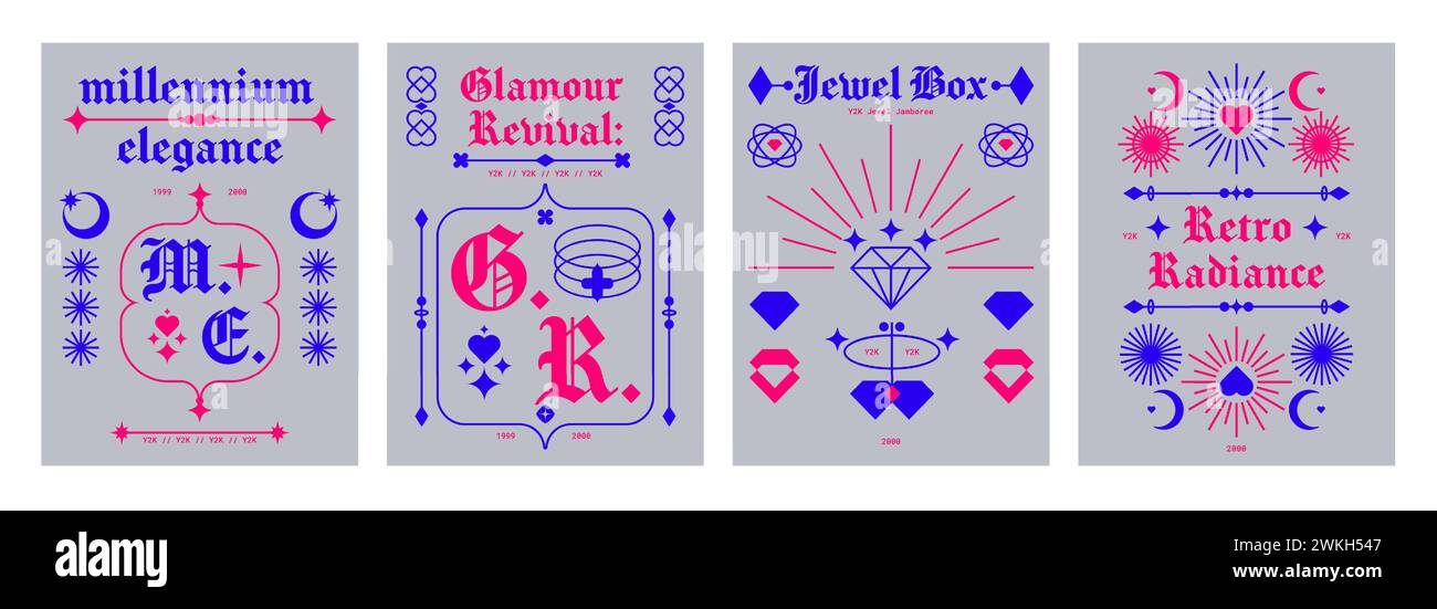 Nostalgic retro style banners set with abstract design elements. Vector ...