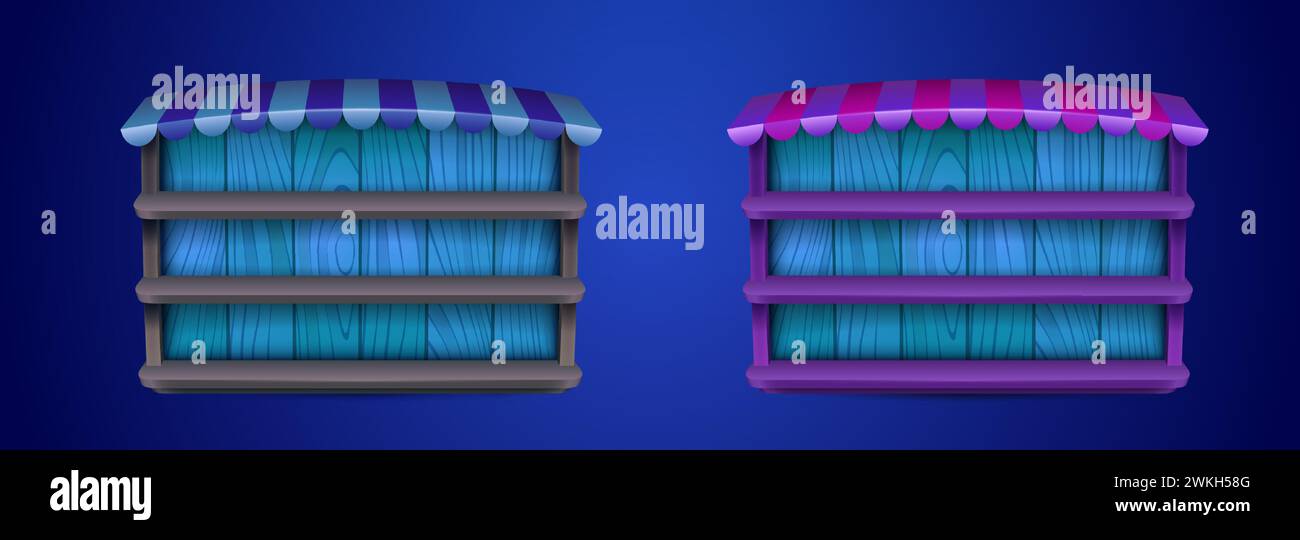 Game shop windows set isolated on background. Vector realistic ...