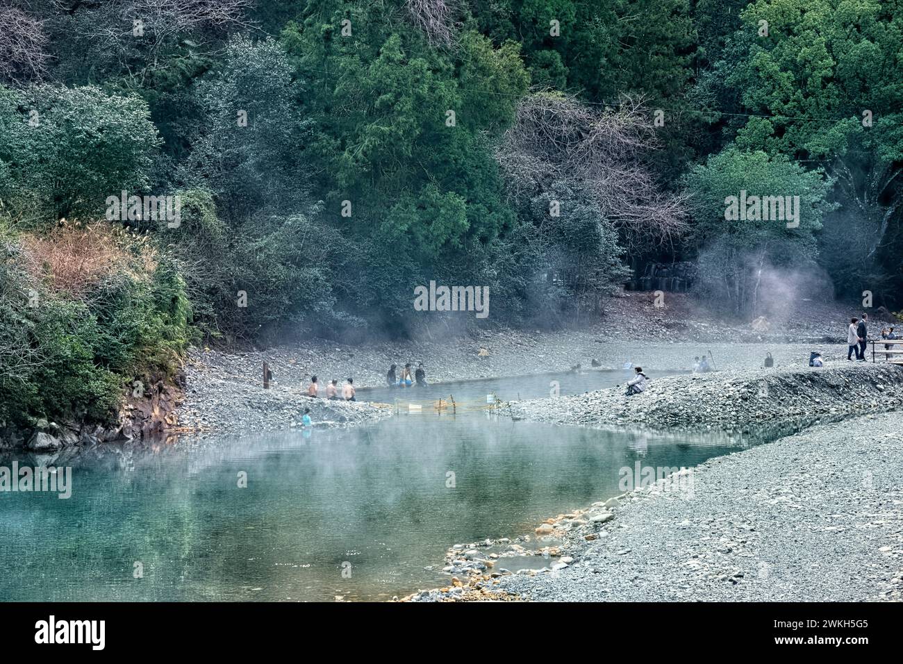 Kawayu Onsen river hot springs along the Kumano Kodo, Wakayama, Japan ...
