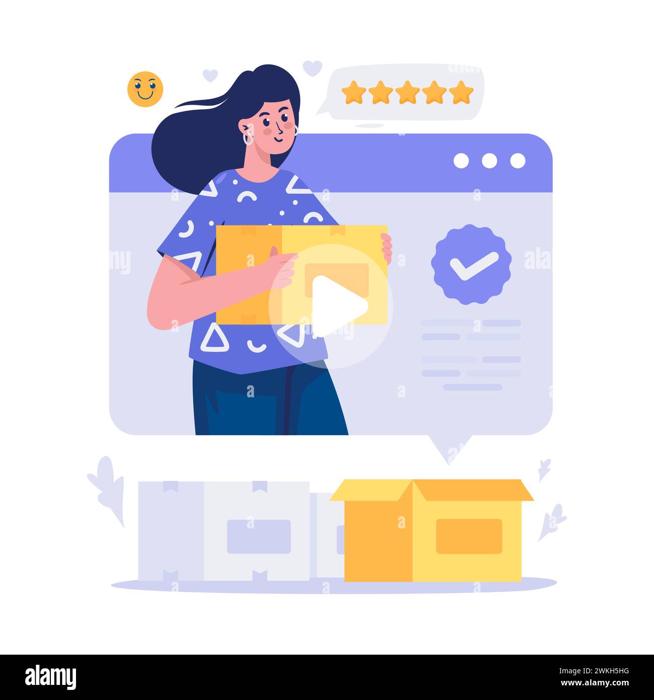 Unboxing video review product feedback illustration Stock Vector Image ...