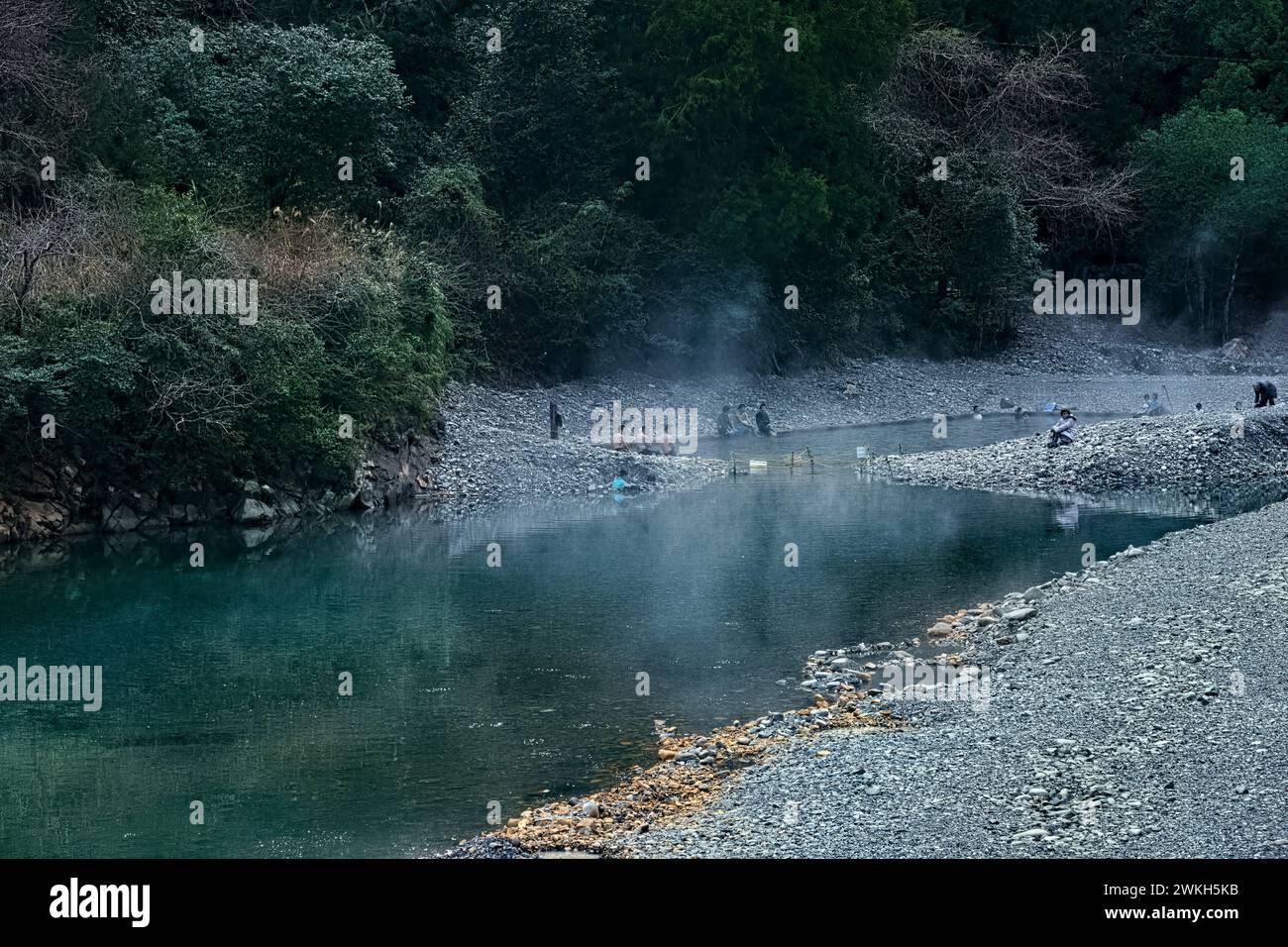 Kawayu Onsen river hot springs along the Kumano Kodo, Wakayama, Japan ...