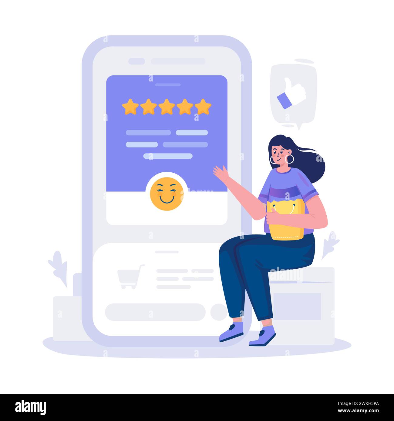 Give feedback satisfied with a 5-star rating illustration Stock Vector ...