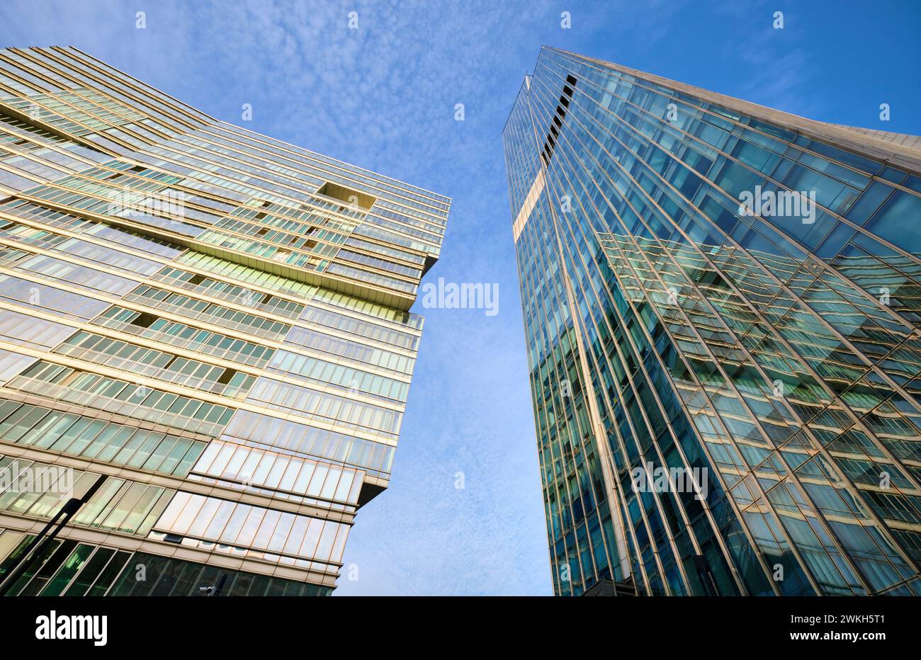 View of the new, modern, glass, tall skyscraper office, apartment and ...