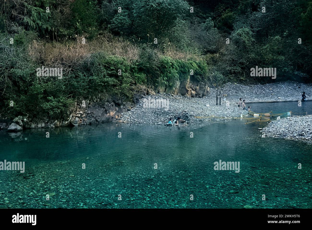 Kawayu Onsen river hot springs along the Kumano Kodo, Wakayama, Japan ...