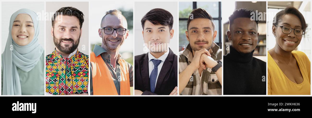 Mix portrait ethnic gender people and occupation diverse around the ...