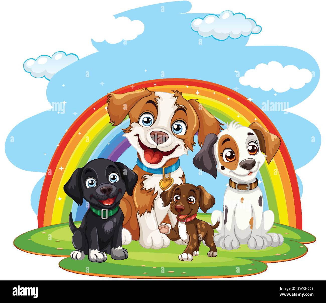 Four dogs sitting Stock Vector Images - Alamy