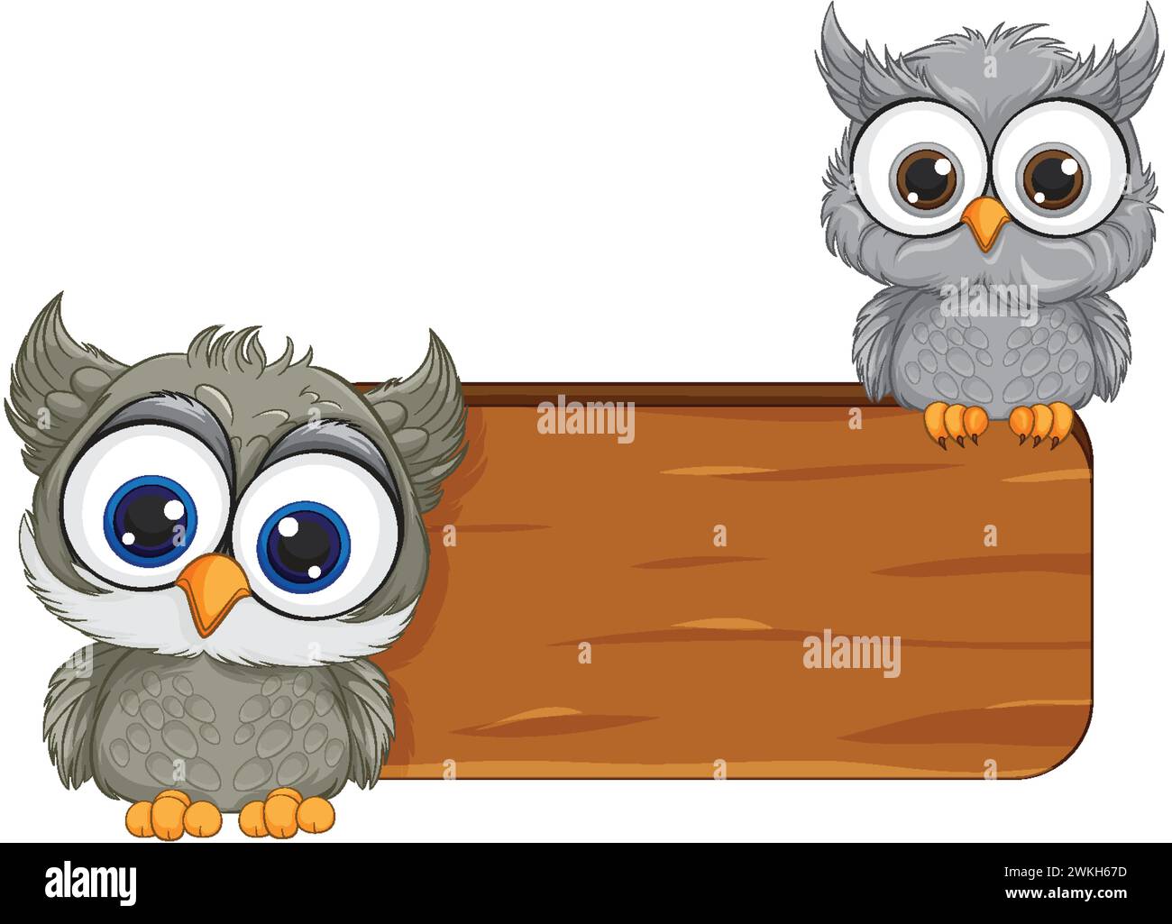 Two adorable cartoon owls perched on a sign Stock Vector Image & Art ...