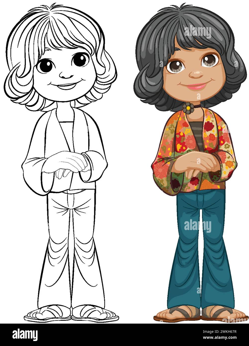 Vector illustration of a character in two styles Stock Vector Image ...