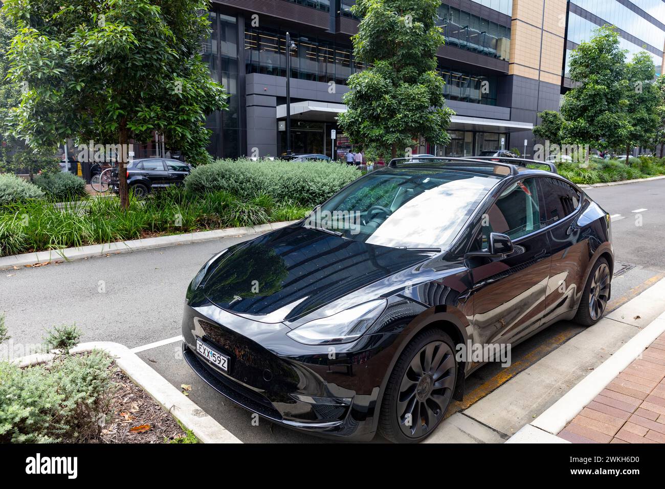 Tesla Model Y parked in the business and retail precinct,South Eveleigh ...
