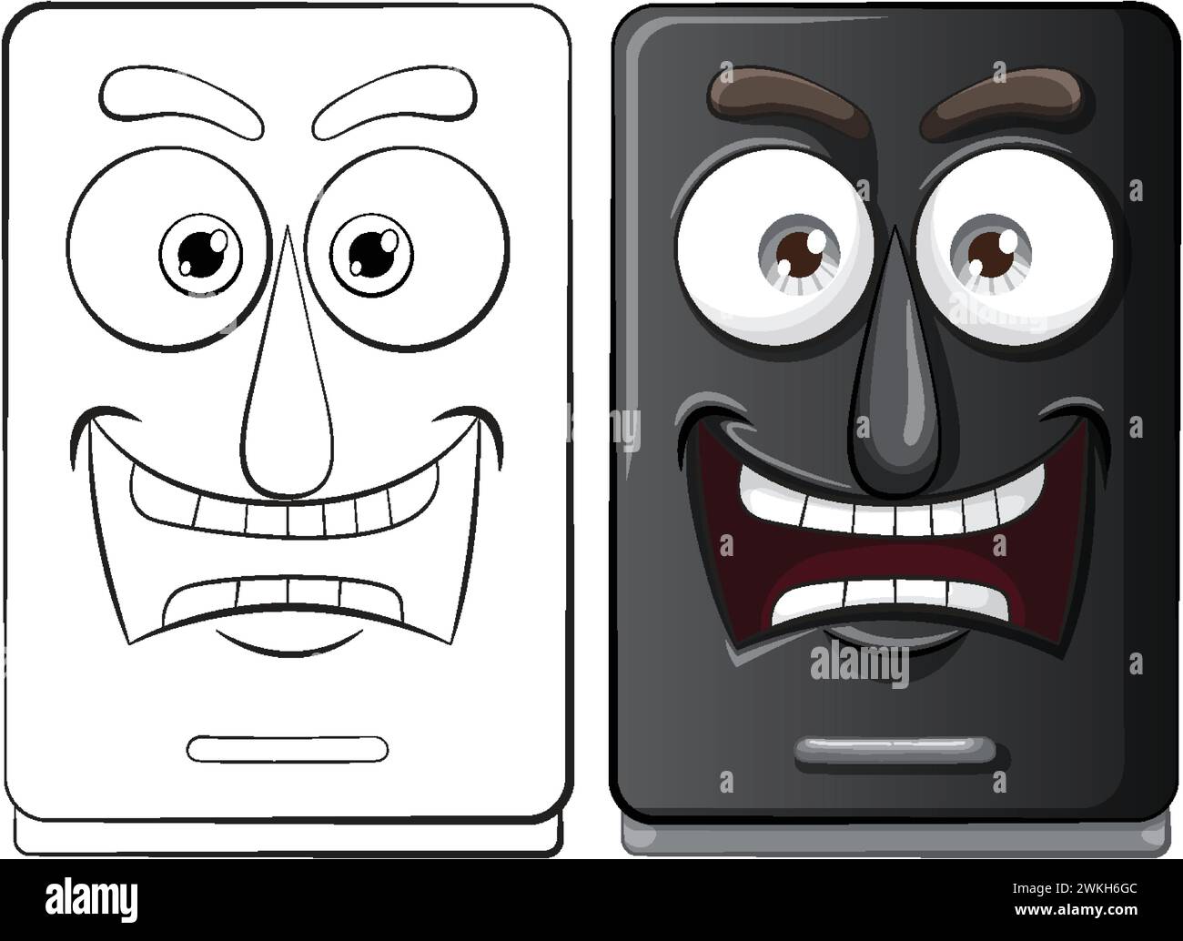 Two cartoon smartphones showing contrasting emotions Stock Vector Image ...