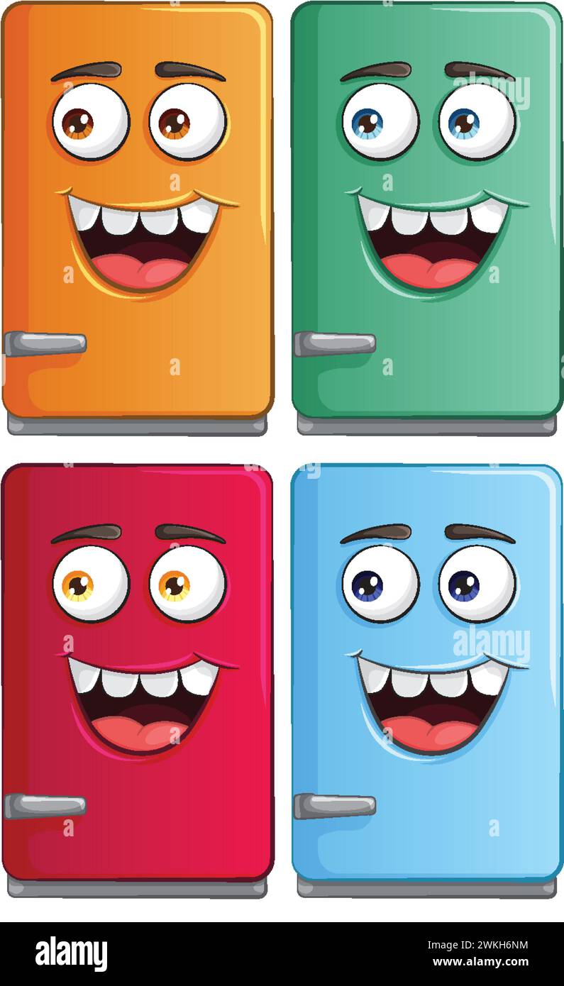 Four animated books with cheerful expressions Stock Vector Image & Art ...