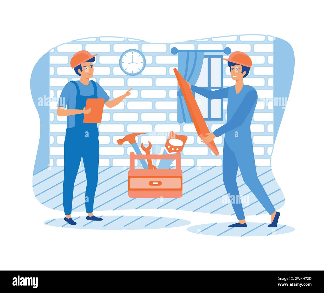 Plumber drilling wall Stock Vector Images - Alamy