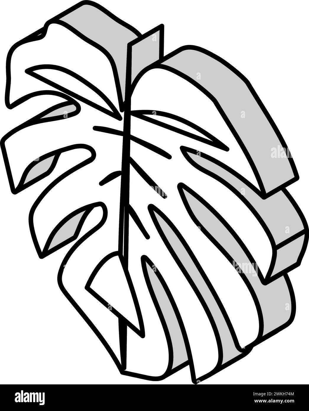 monstera plant leaf isometric icon vector illustration Stock Vector ...