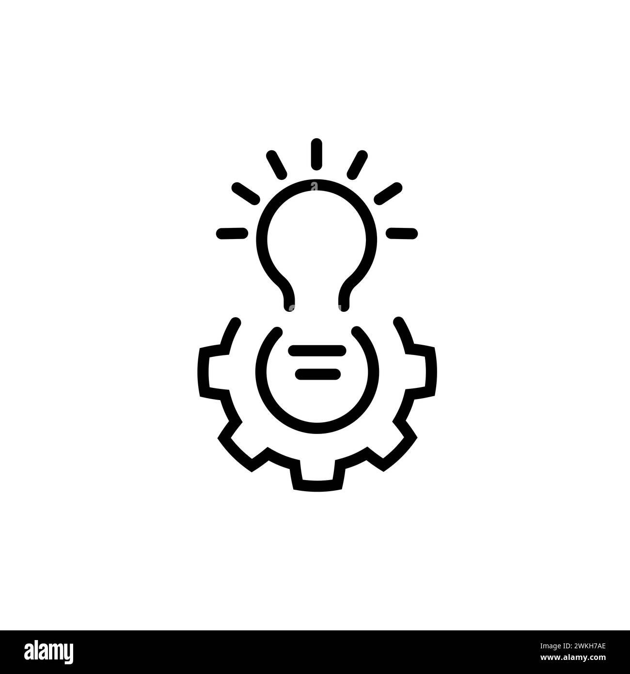 Bulb and gear like effective solution icon. concept of abstract tech done efficacy symbol Stock ...