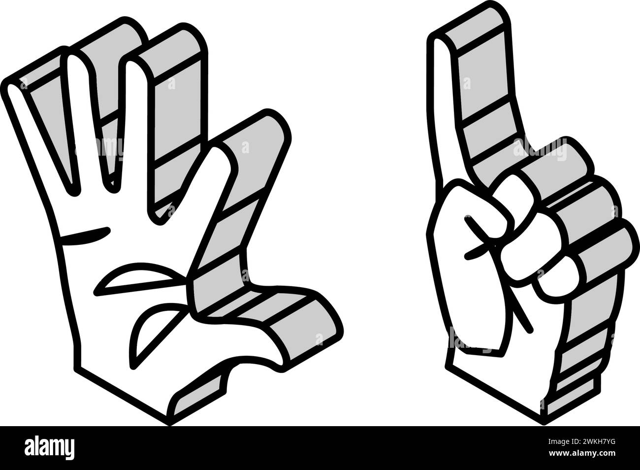 six number hand gesture isometric icon vector illustration Stock Vector Image & Art - Alamy