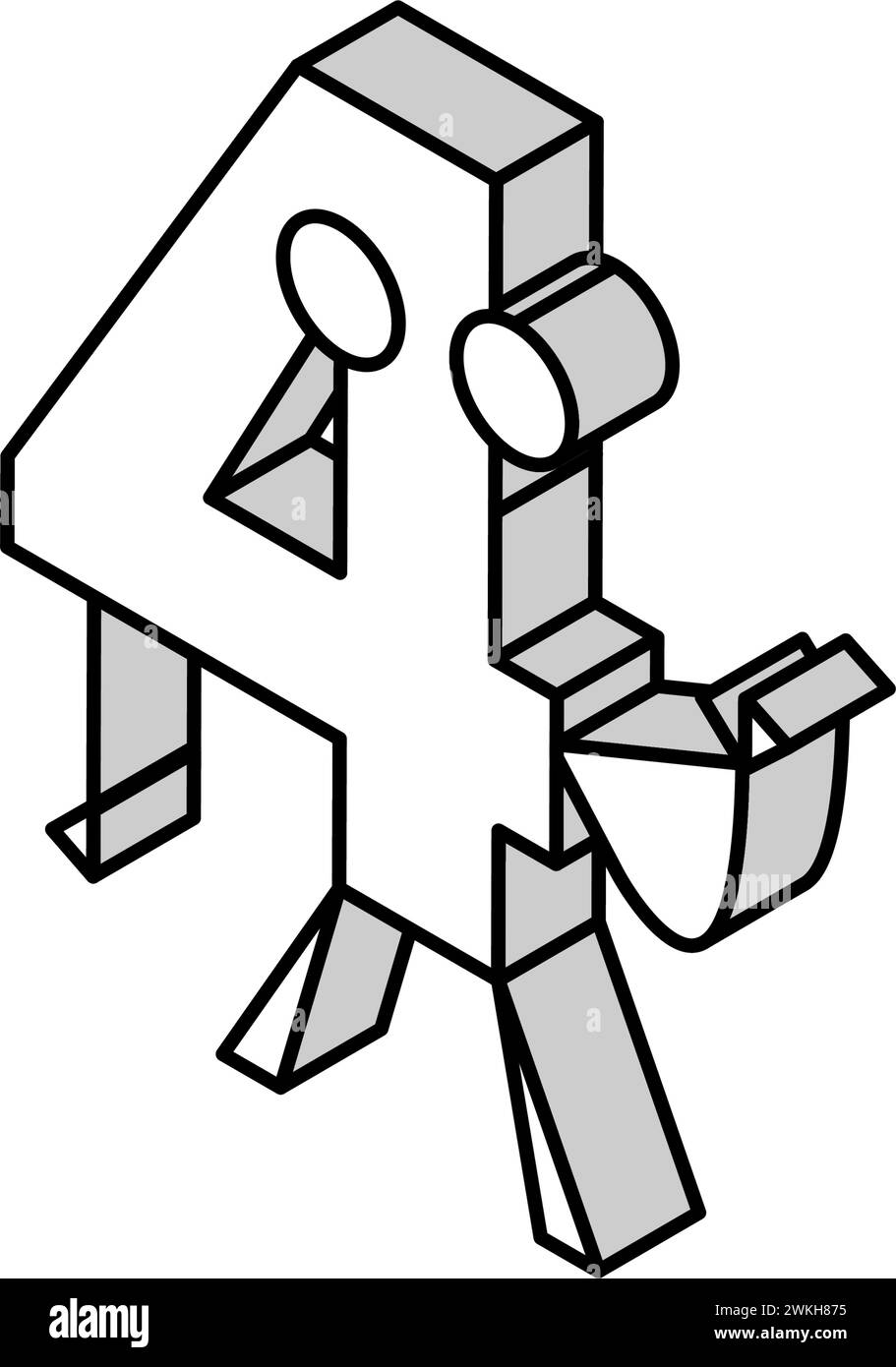 four number character isometric icon vector illustration Stock Vector ...