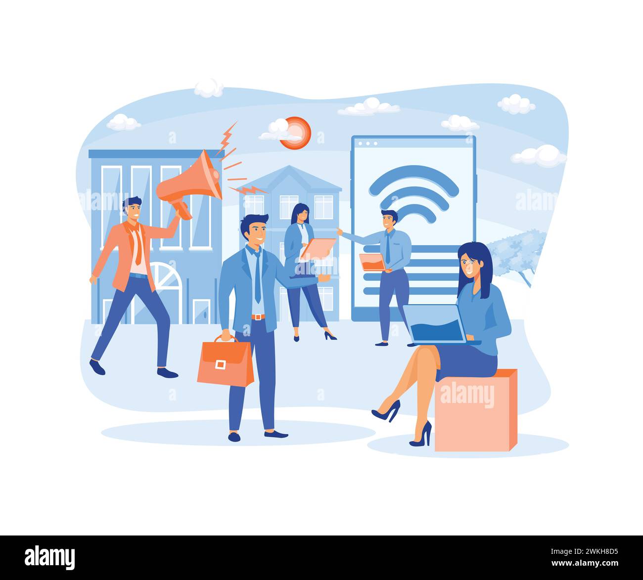 Smart home concept. internet wifi, data transfer, communication ...