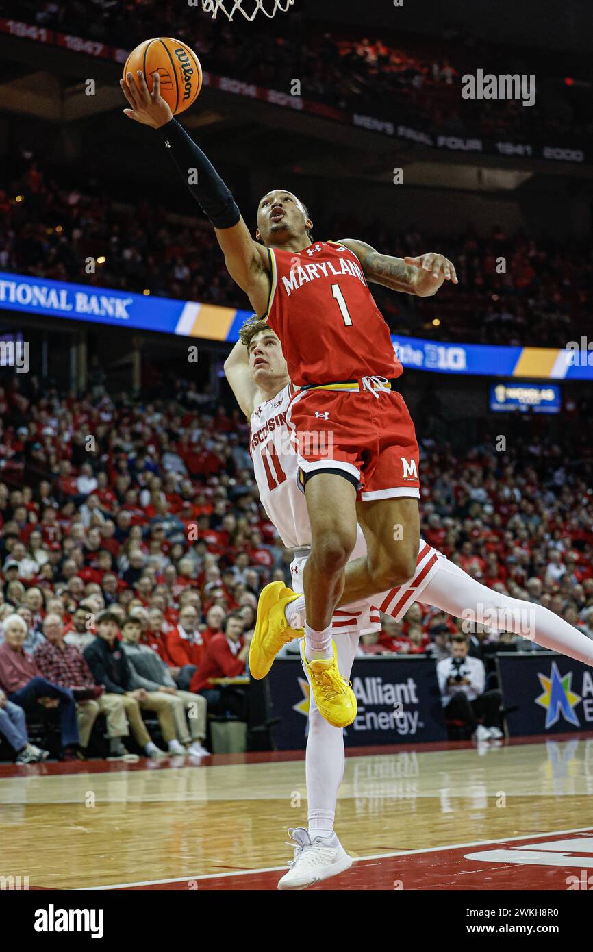 Madison, WI, USA. 20th Feb, 2024. Maryland Terrapins guard Jahmir Young ...