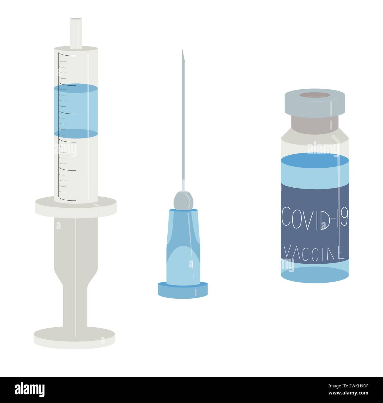Covid-19 coronavirus vaccine in a transparent glass bottle with a ...