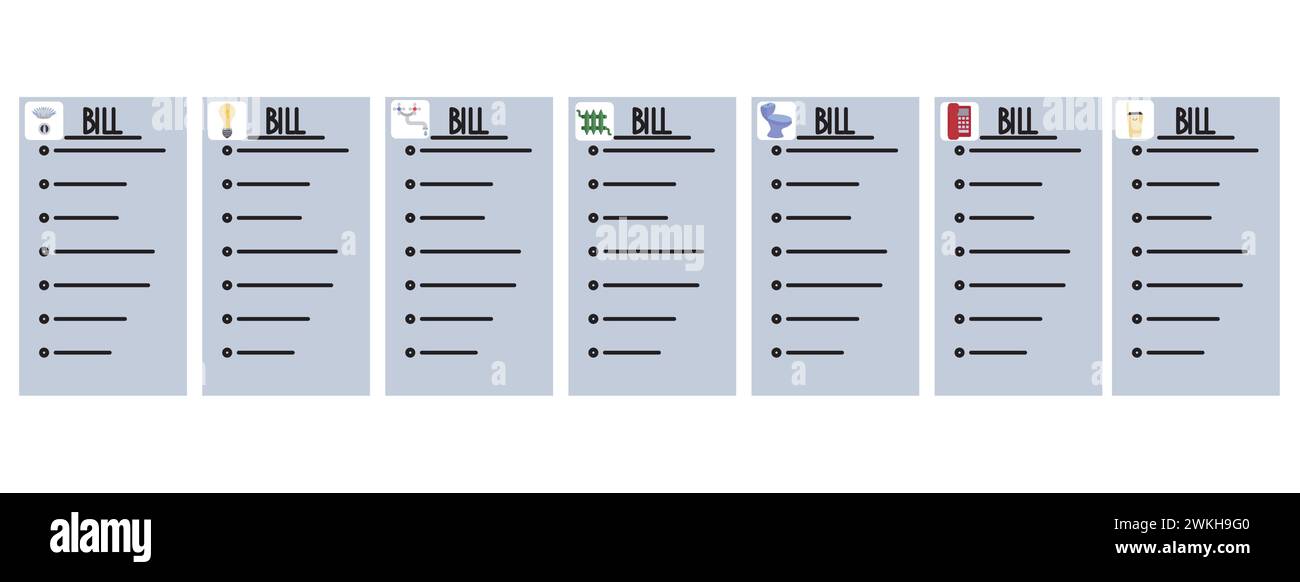 Utility bills. Monthly fee. Vector stock illustration isolated on white ...