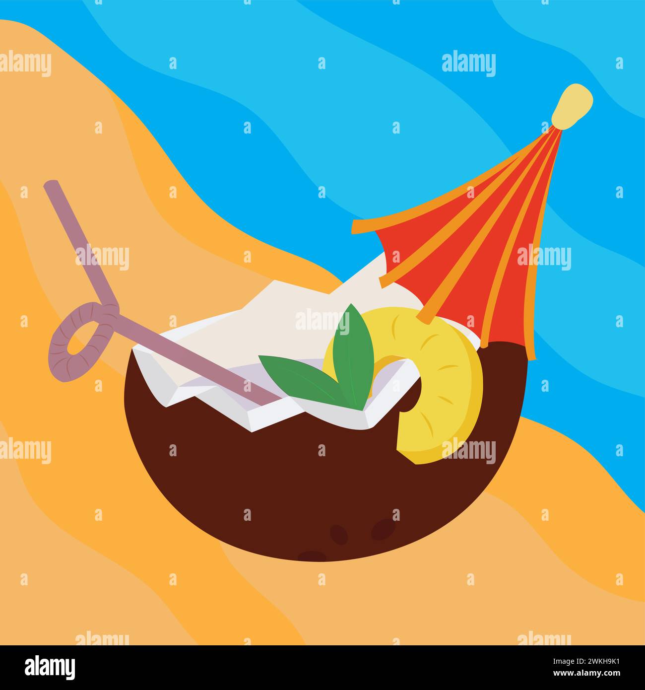 Straw umbrella on beach in Stock Vector Images - Alamy