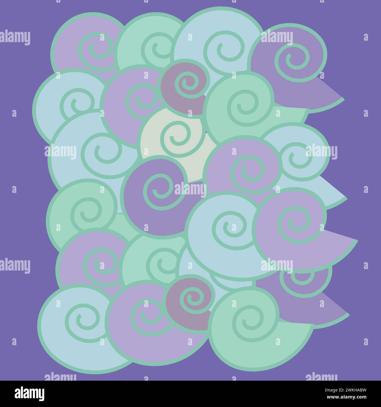 Colorful neo-geometric poster. Spirals on purple background. Abstract ...
