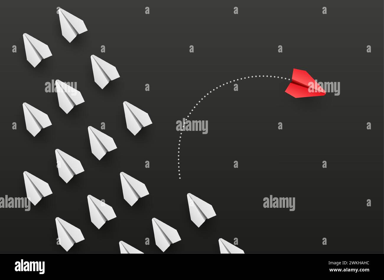 Individuality concept. Individual and unique leader red paper plane ...