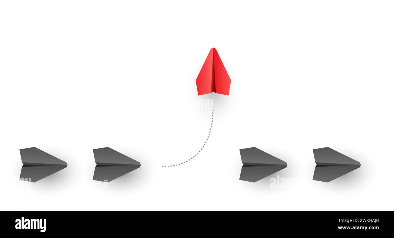 Individuality concept. Individual and unique leader red paper plane ...