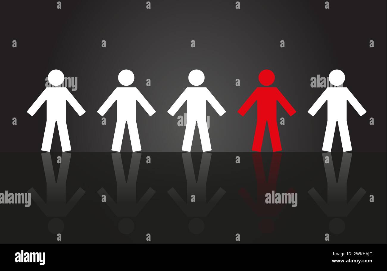 Unique individual standing out from the crowd. Vector illustration of ... Unique individual standing out from the crowd. Vector illustration of ...