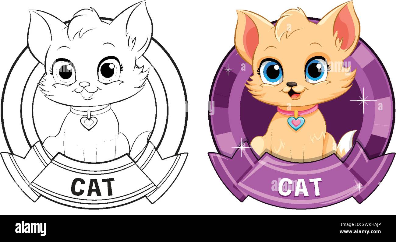 Black and white to colored cat transformation Stock Vector Image & Art ...