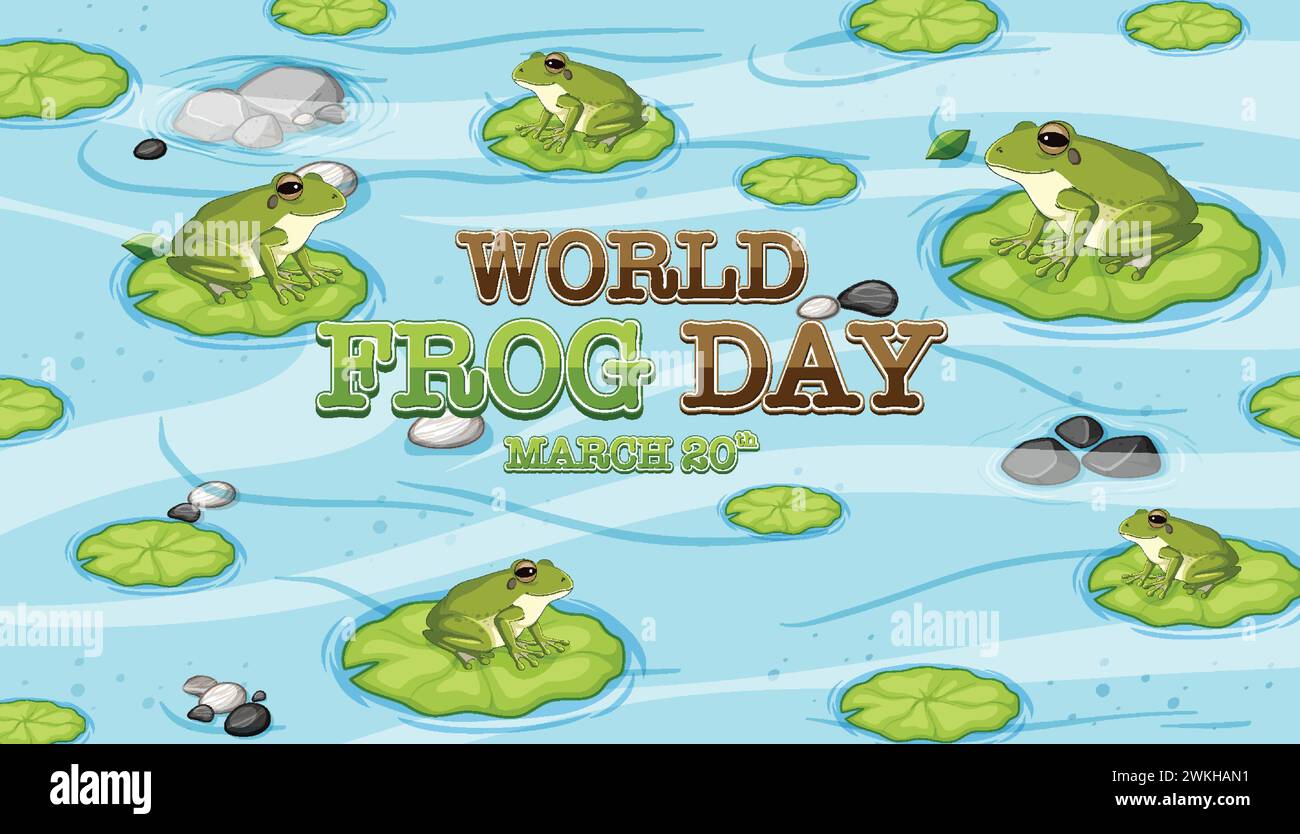 Frogs on lily pads in a pond with text Stock Vector Image & Art - Alamy