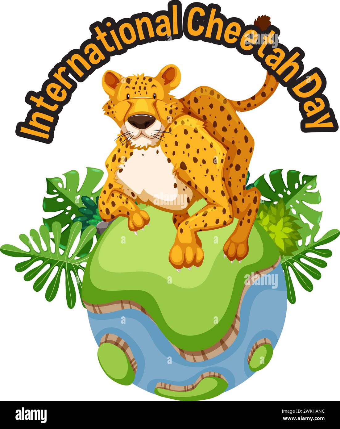 Cheetah sitting atop a stylized Earth globe Stock Vector Image & Art ...