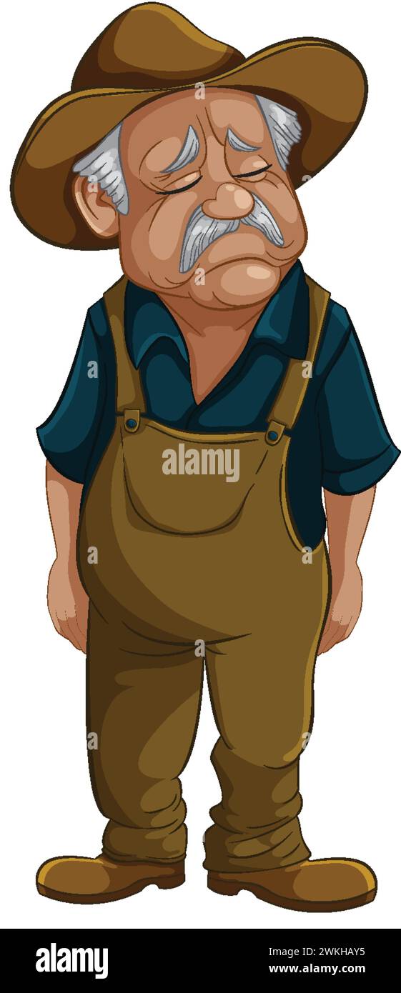 Cartoon of an elderly farmer looking tired and sad Stock Vector Image ...