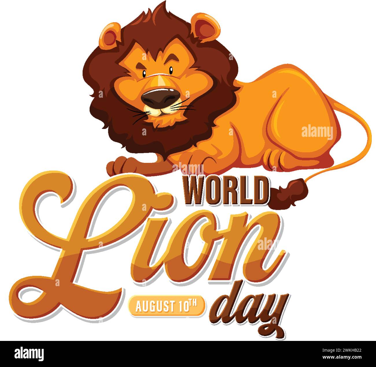 Cartoon lion with text for World Lion Day event Stock Vector Image ...