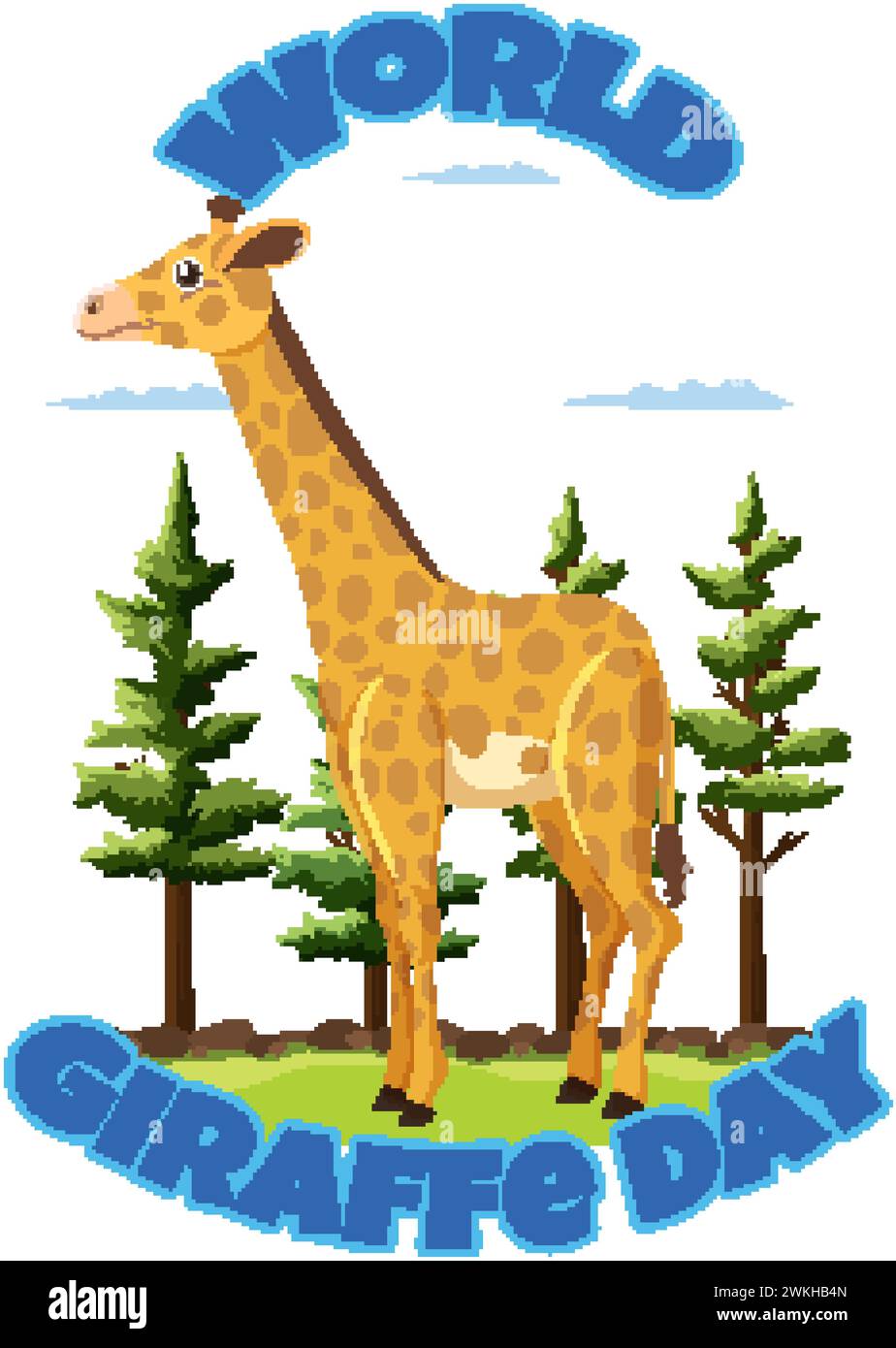 Colorful vector of a giraffe celebrating a special day Stock Vector ...