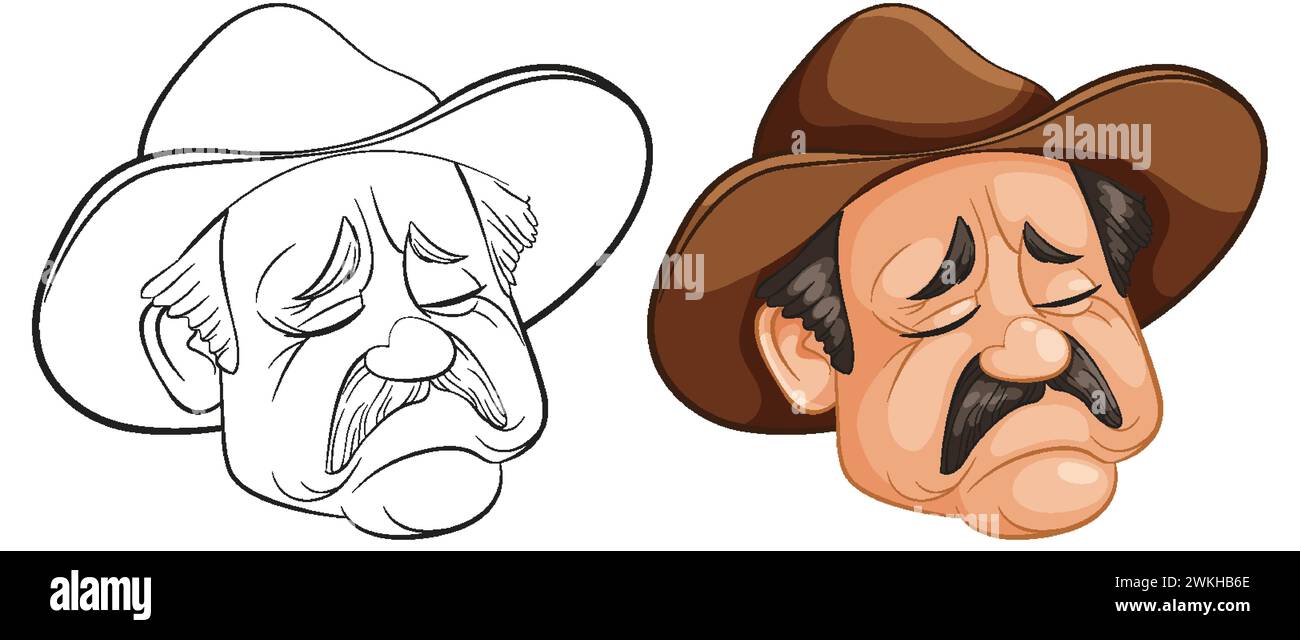 Two cartoon cowboys with expressive sad faces Stock Vector Image & Art ...