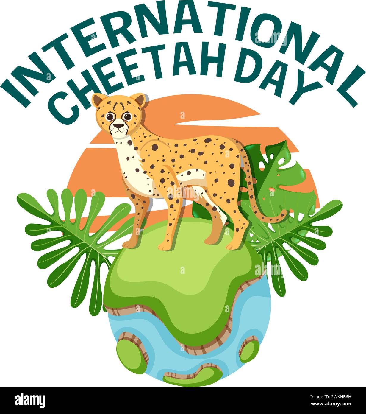 Cheetah standing atop a globe, conservation theme Stock Vector Image ...