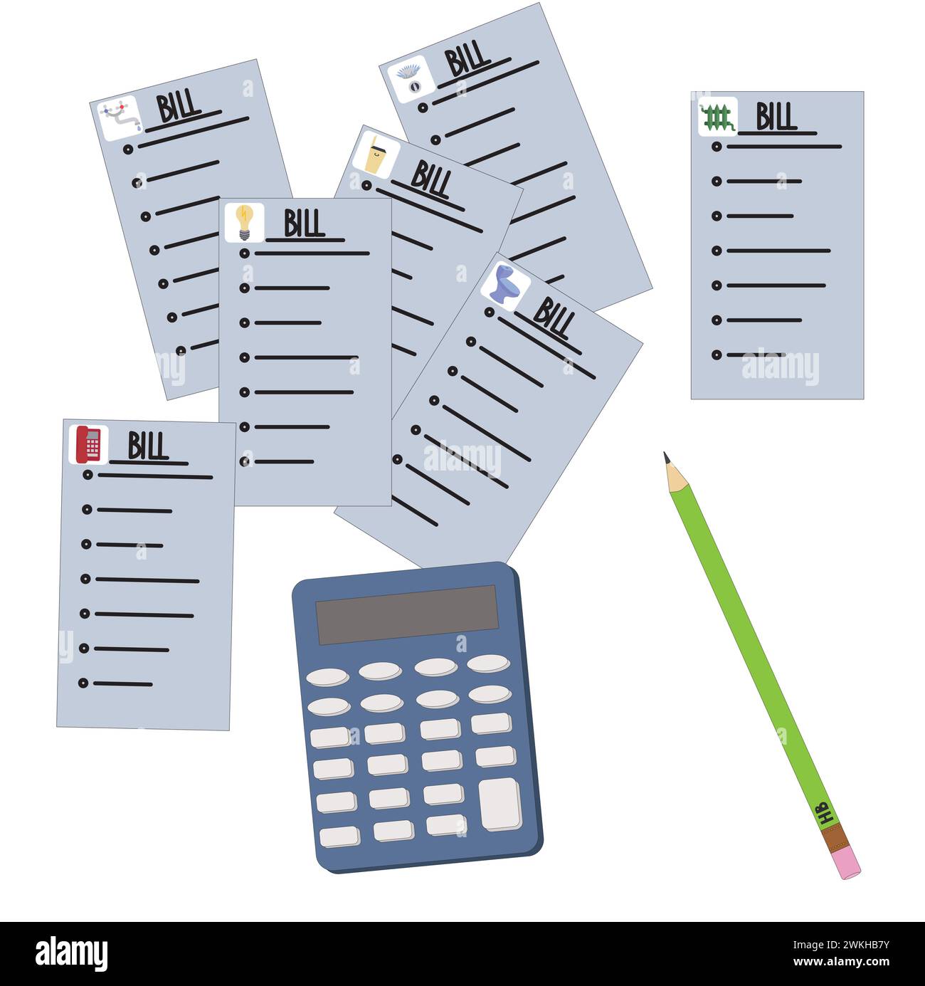 Utility bills. Monthly fee. Vector stock illustration isolated on white ...