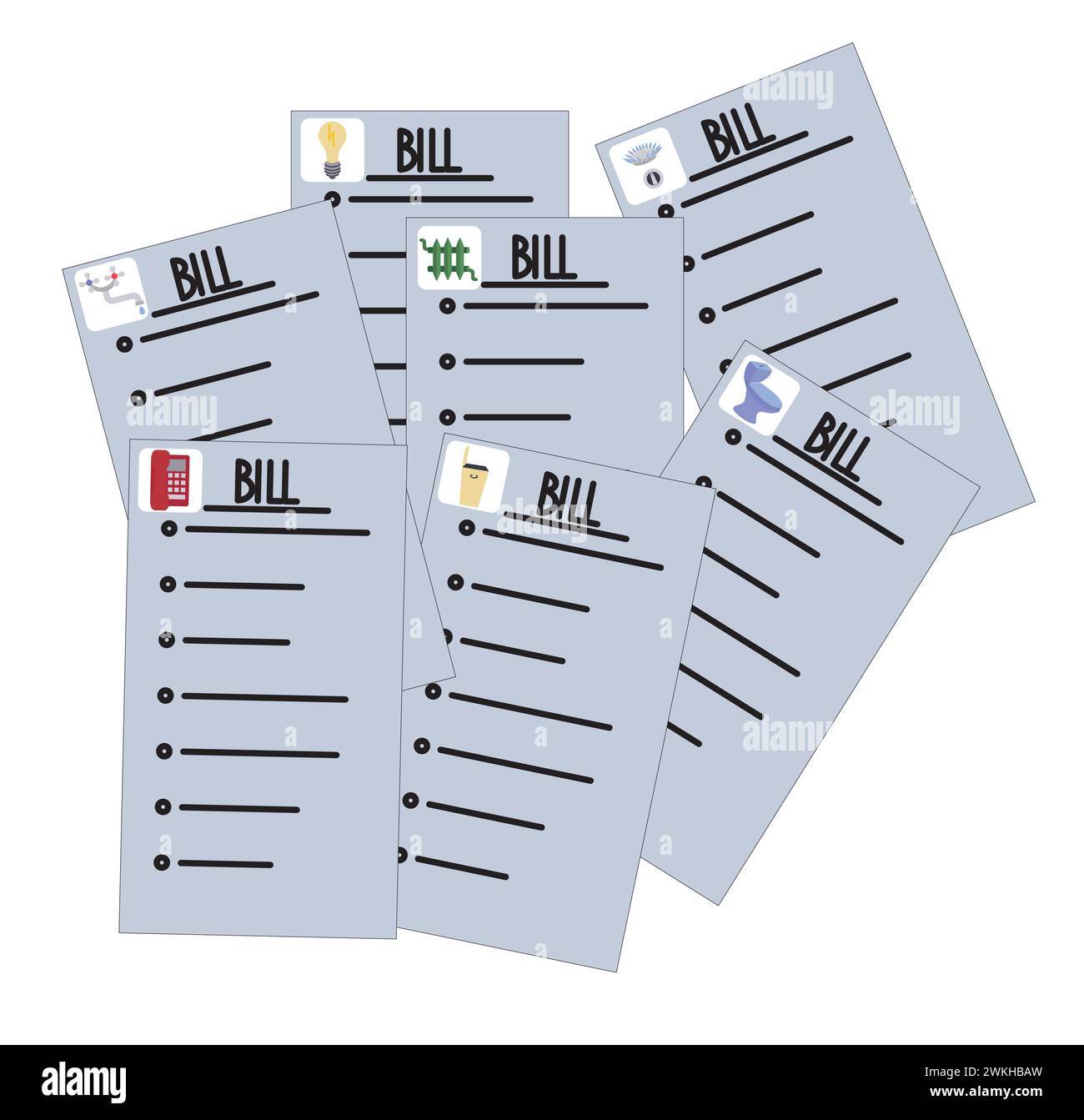 Utility bills. Monthly fee. Vector stock illustration isolated on white ...