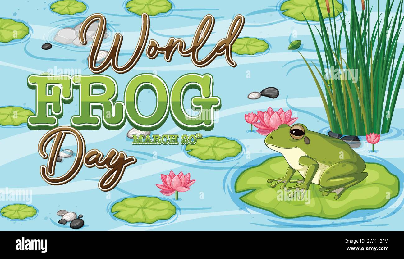 Colorful vector celebrating frogs and their habitat Stock Vector Image ...