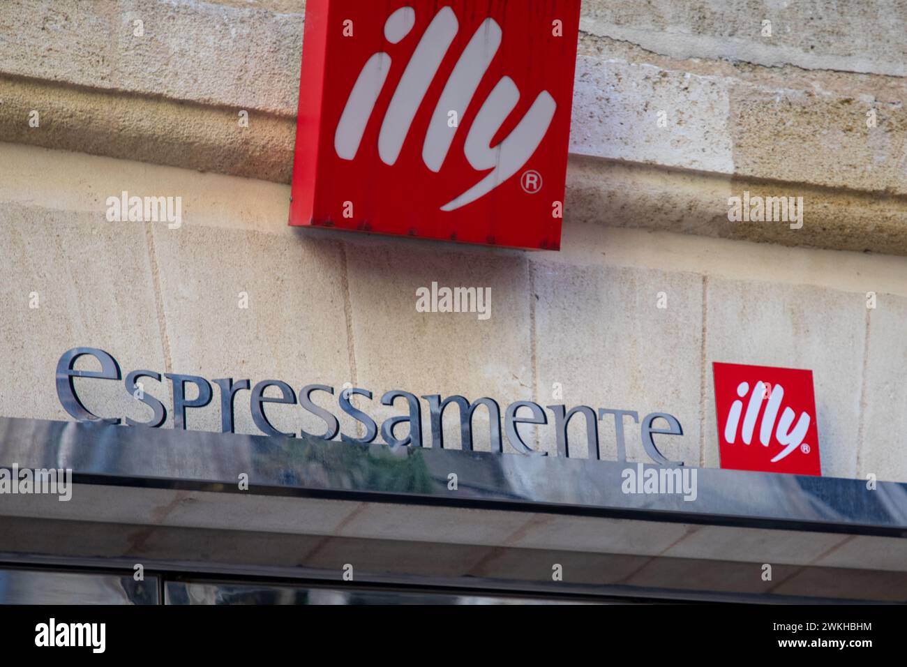 Bordeaux , France - 02 19 2024 : Illy espressamente coffee shop red ...