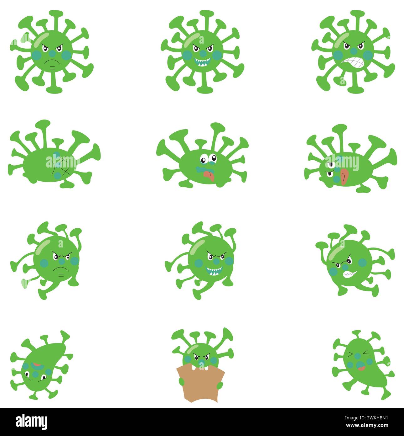 A set of viruses, aggressive and weakened, funny. Coronovirus. Cartoon ...