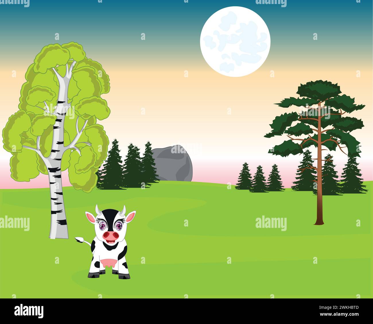 Vector illustration of the beautiful landscape of the nature by early ...