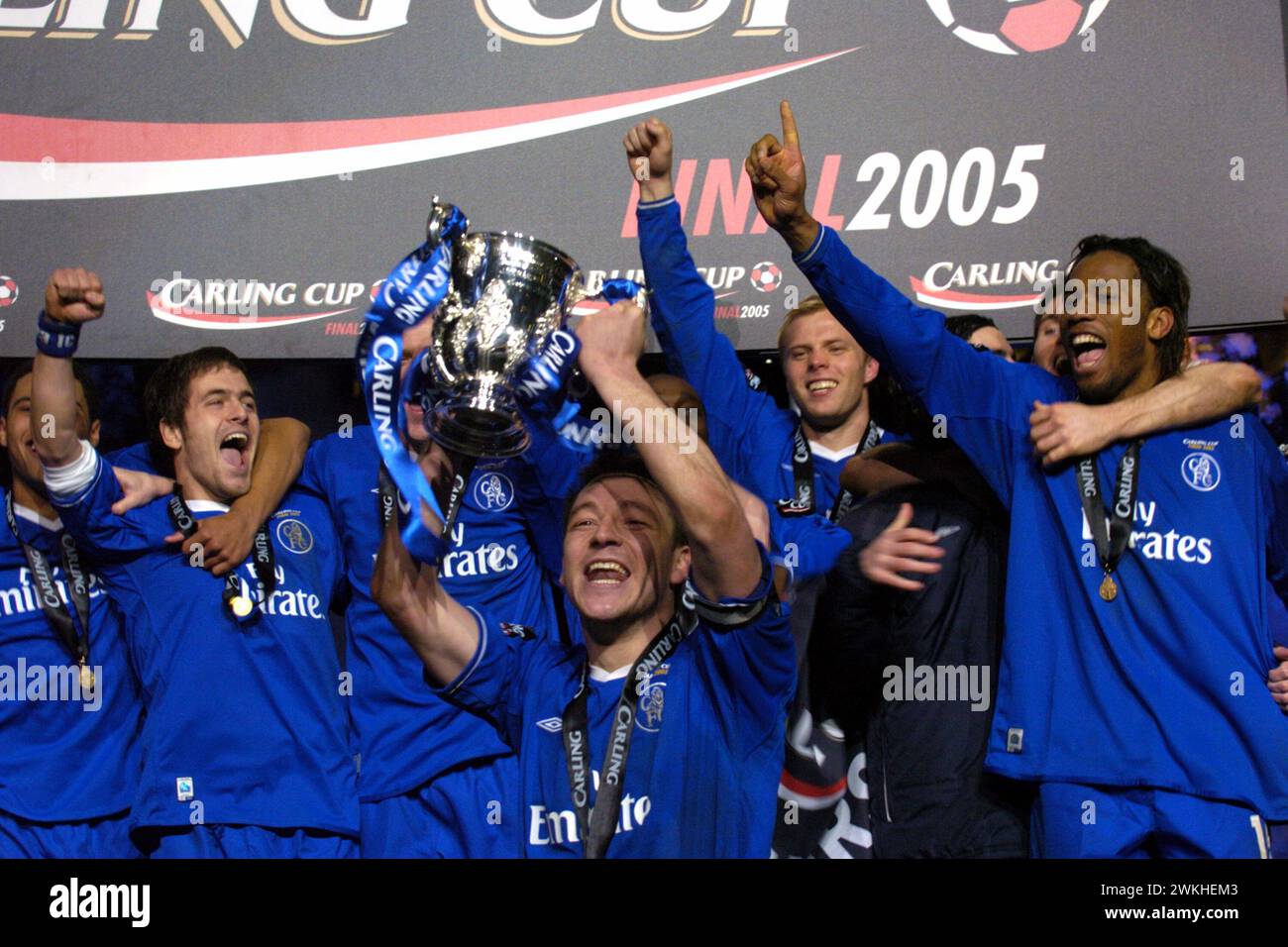 File photo dated 27-02-2005 of Chelsea's John Terry lifting the Carling ...