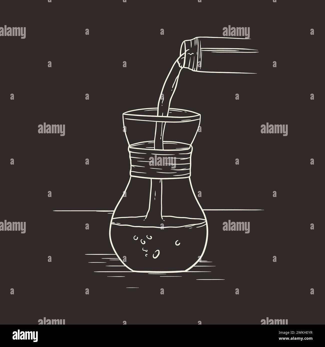 Pouring water into a transparent flower vase line art Stock Vector ...
